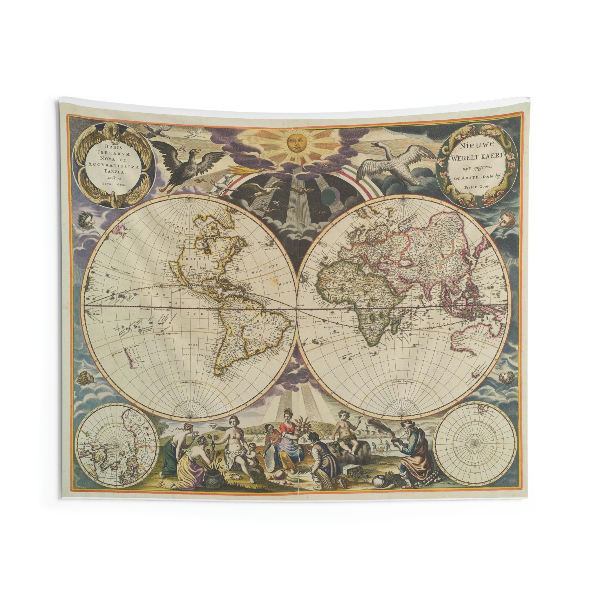 Vintage Map Wall Decor | Renaissance Painting Tapestry | Indoor Wall ...