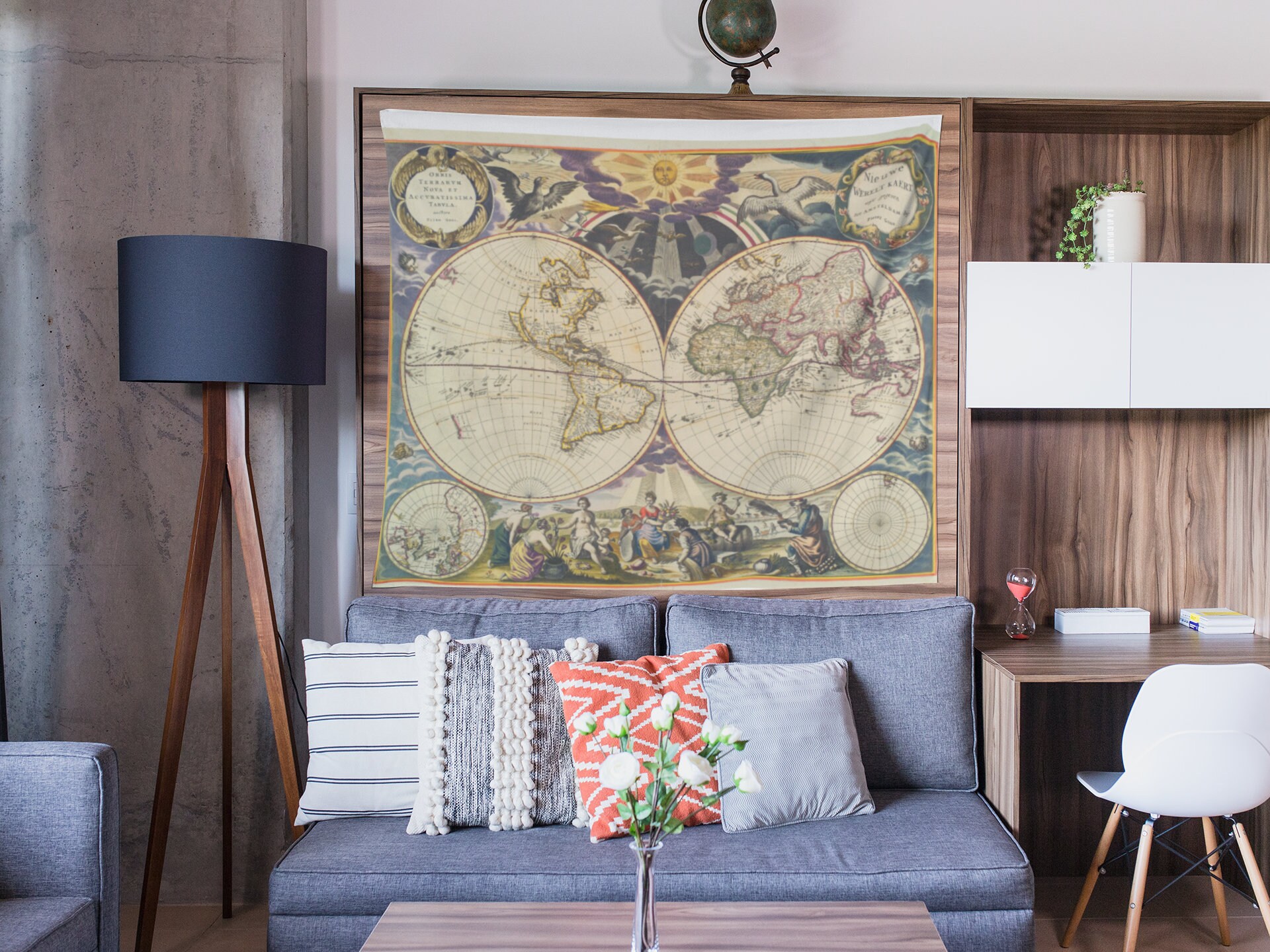 Vintage Map Wall Decor | Renaissance Painting Tapestry | Indoor Wall ...
