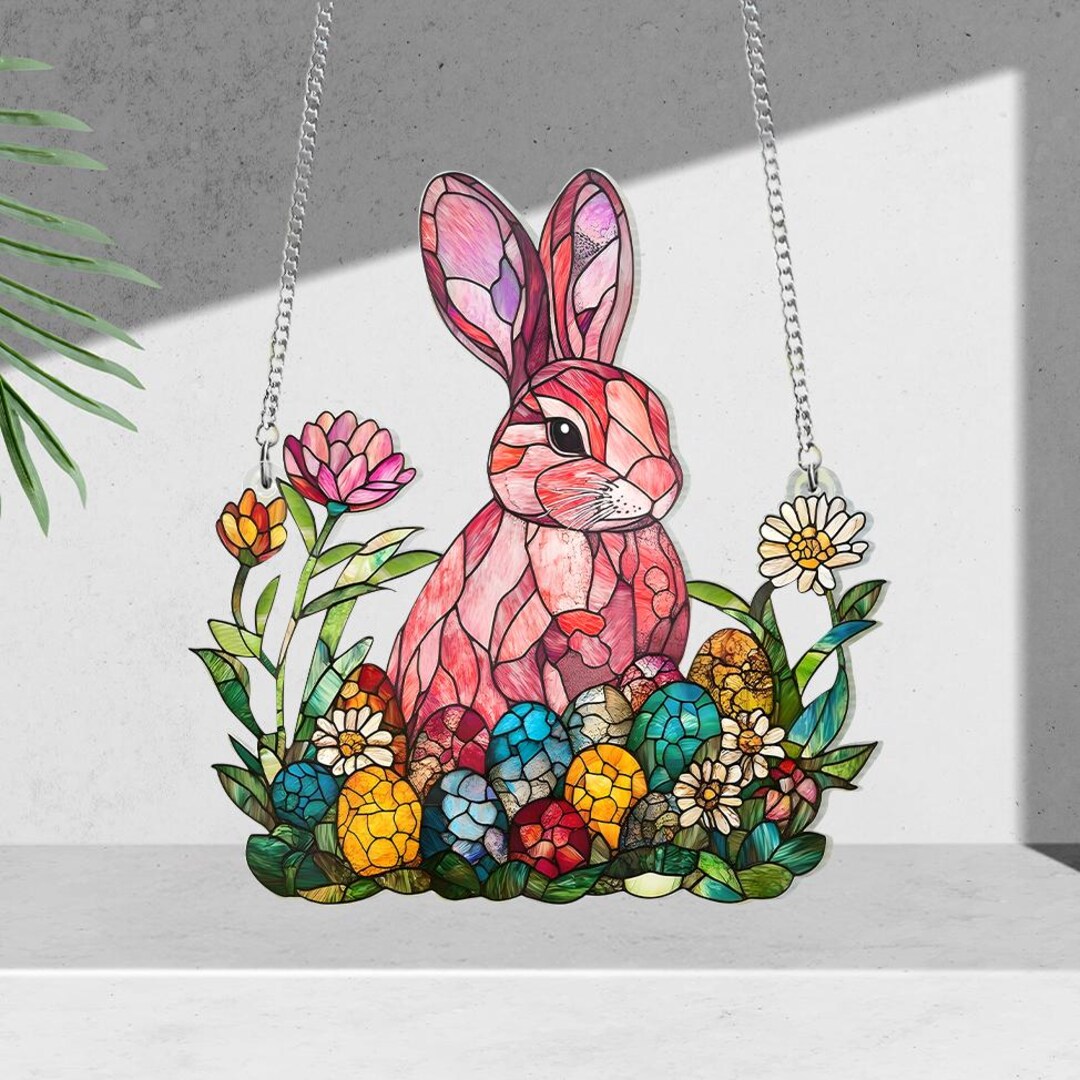 Easter Bunny Acrylic Suncatcher, Easter Egg Window Decor, Easter ...