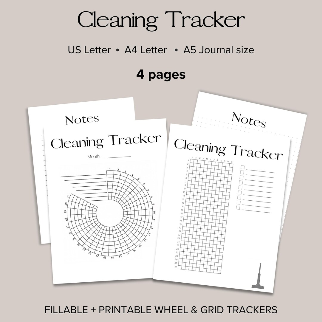 Cleaning Tracker, PRINTABLE Journal Page, Planner Page, Track Cleaning ...