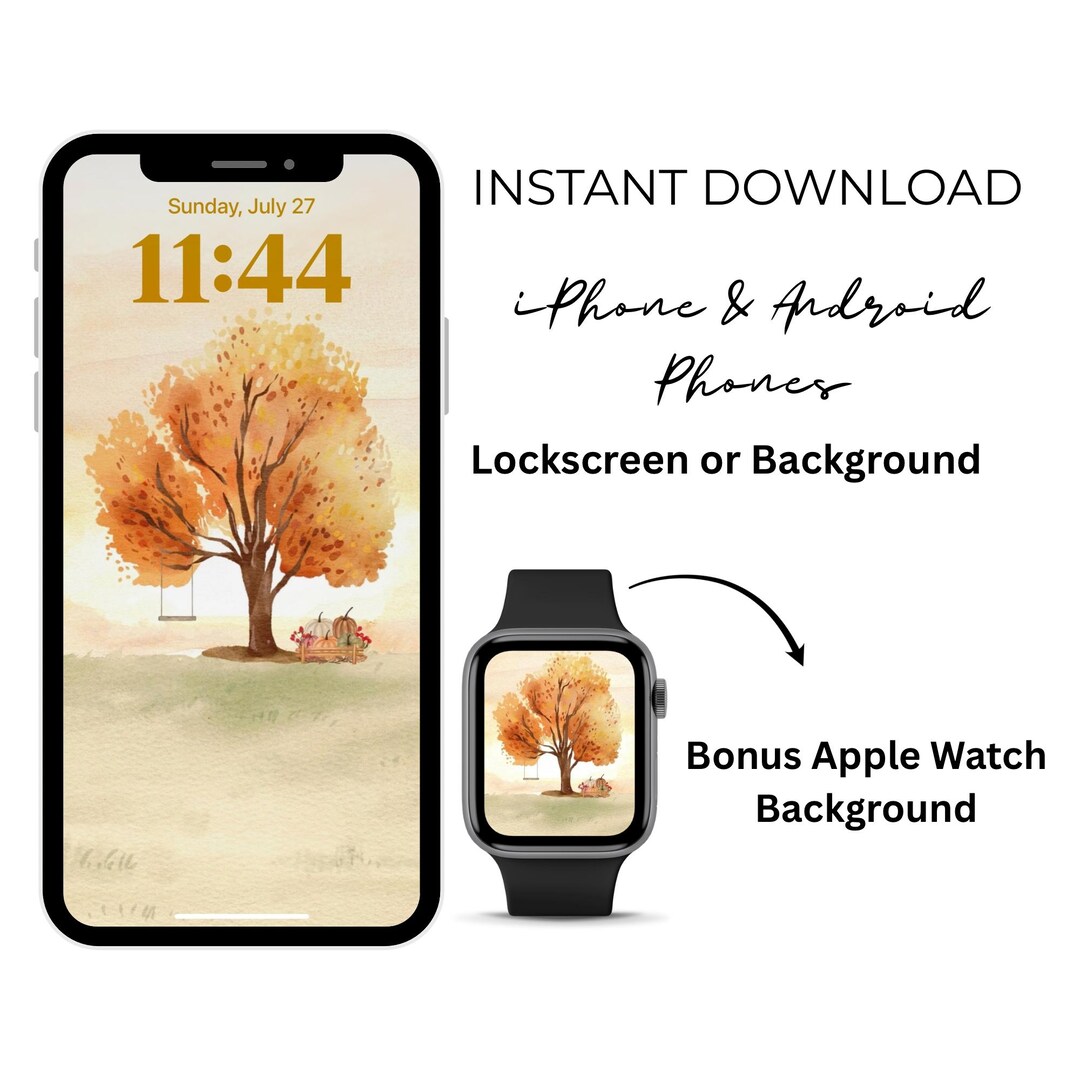 Watercolor Fall Tree Wallpaper: Cozy Autumn Iphone, Android, Apple ...