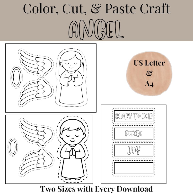 Christmas Angel Craft: Cut and Paste Printable (PDF) Make Your Own ...