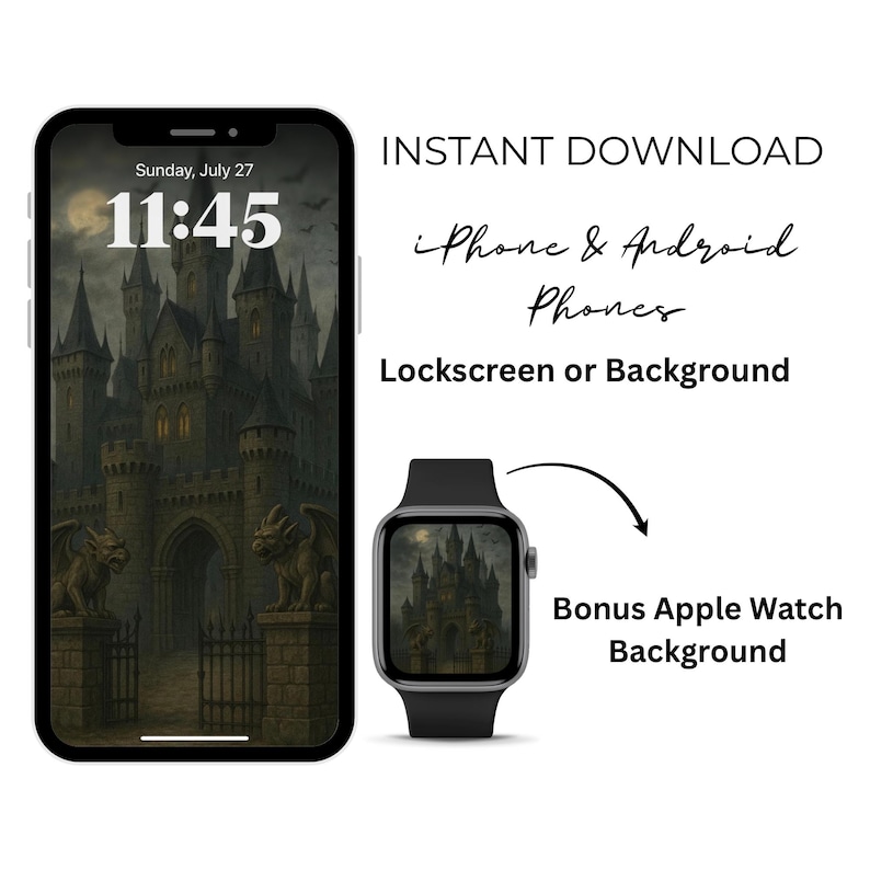 Gothic Castle Wallpaper: Halloween Dark Fantasy Lock Screen (digital ...