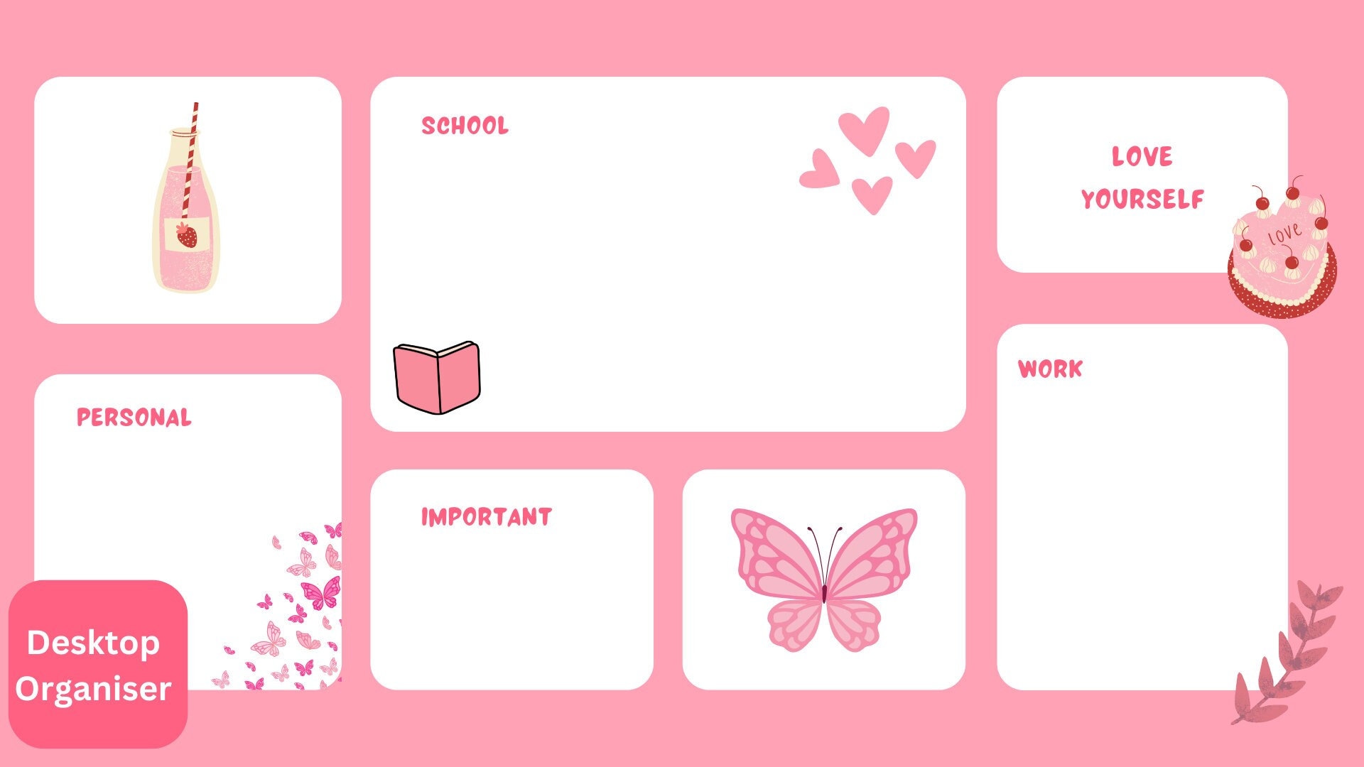 Desktop Wallpaper Organiser // Cute Desktop Wallpaper // - Etsy