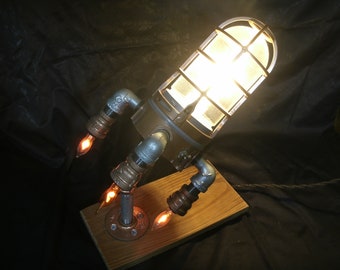 15 Rocket Ship Spaceship Steampunk Industrial Pipe Desk Lamp With 4 ...