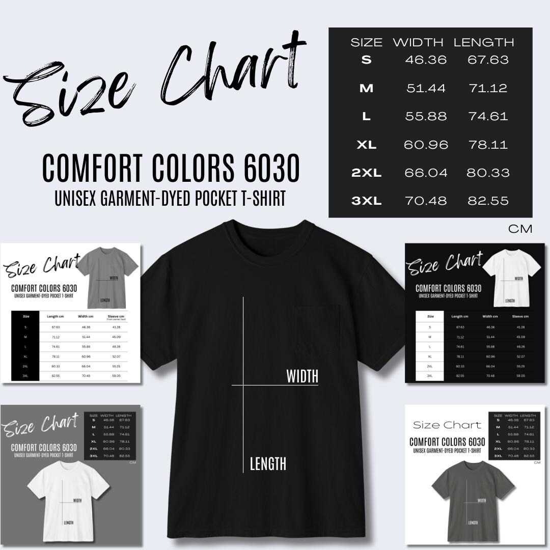 5 X Comfort Colors Size Chart 6030 Printify Comfort Colors 6030 Size ...