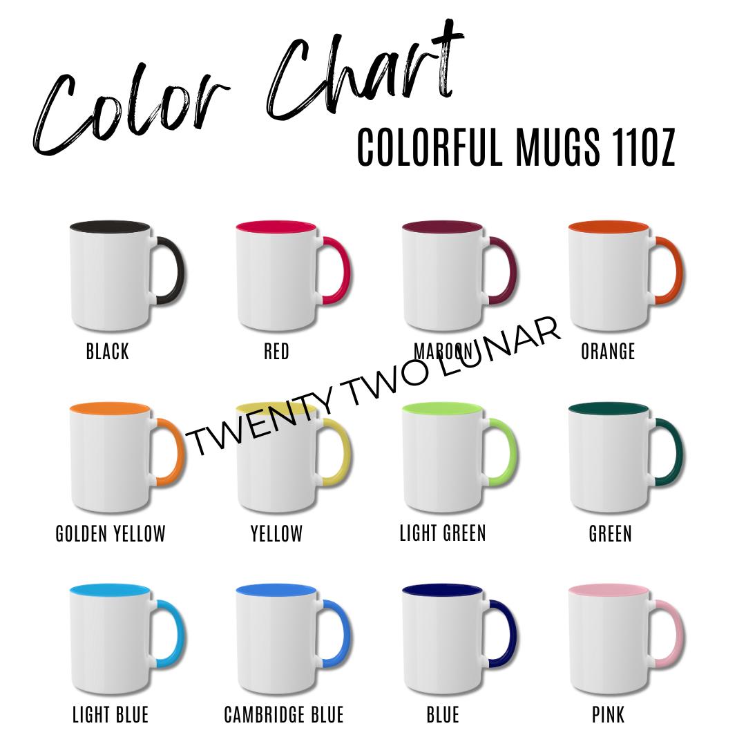 Colorful Mugs 11oz Color Chart Canva Template ORCA Coatings Mockups ...