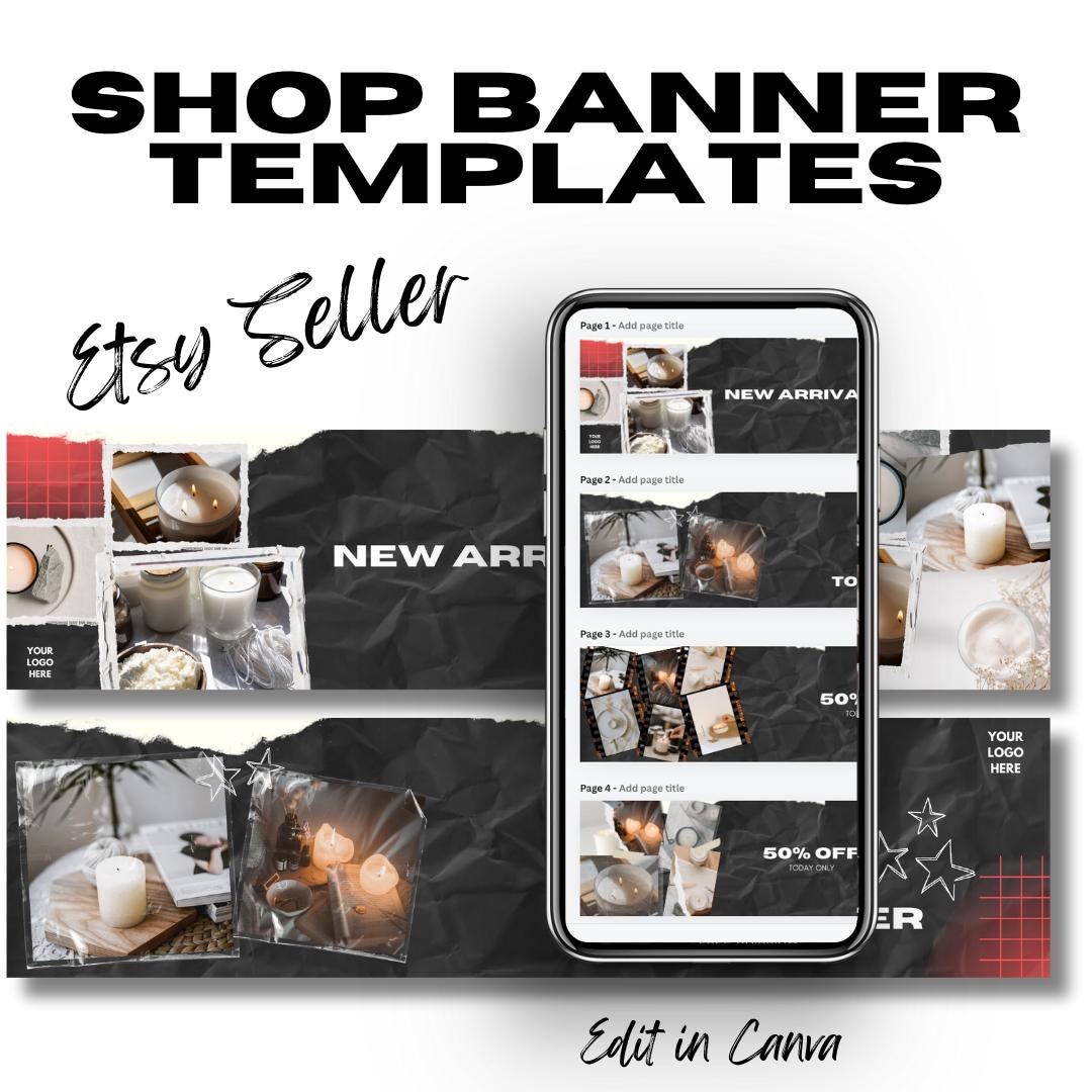 10 X Etsy Shop Banner Templates Canva Banner Templates Etsy Shop Design ...