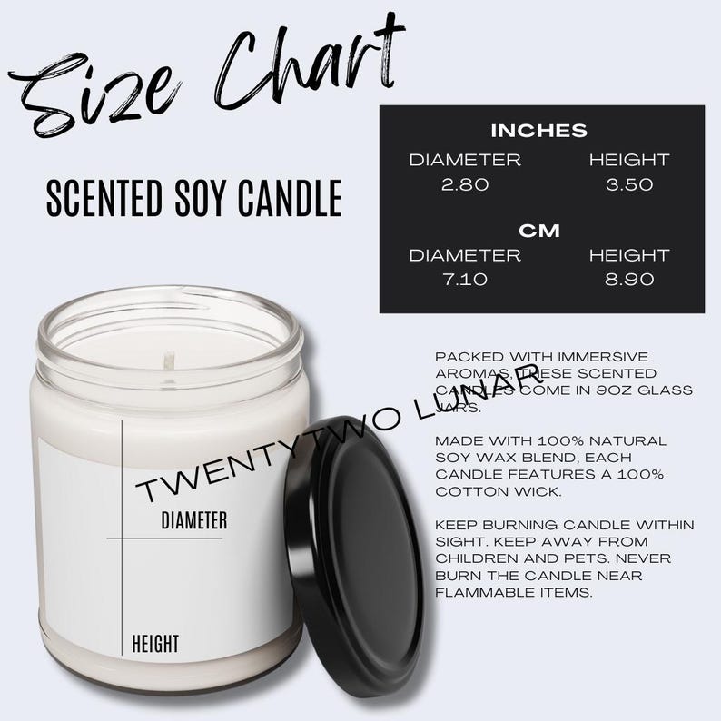 5 X Scented Candle Size Guide Mockup 9oz Printify Scented Candle Size ...