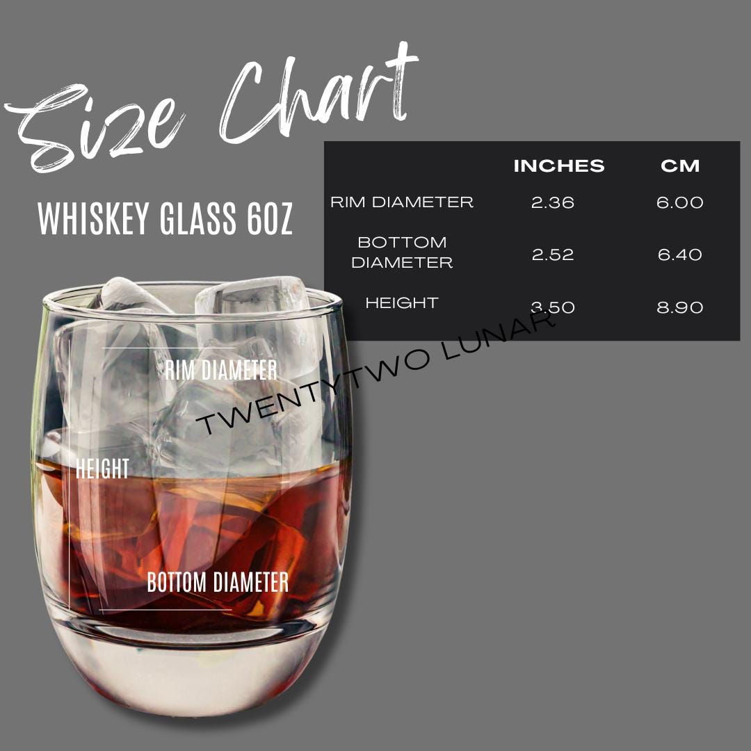 5 X Whiskey Glass 6oz Size Chart Glass Cup Mockup Whiskey Glass Size ...