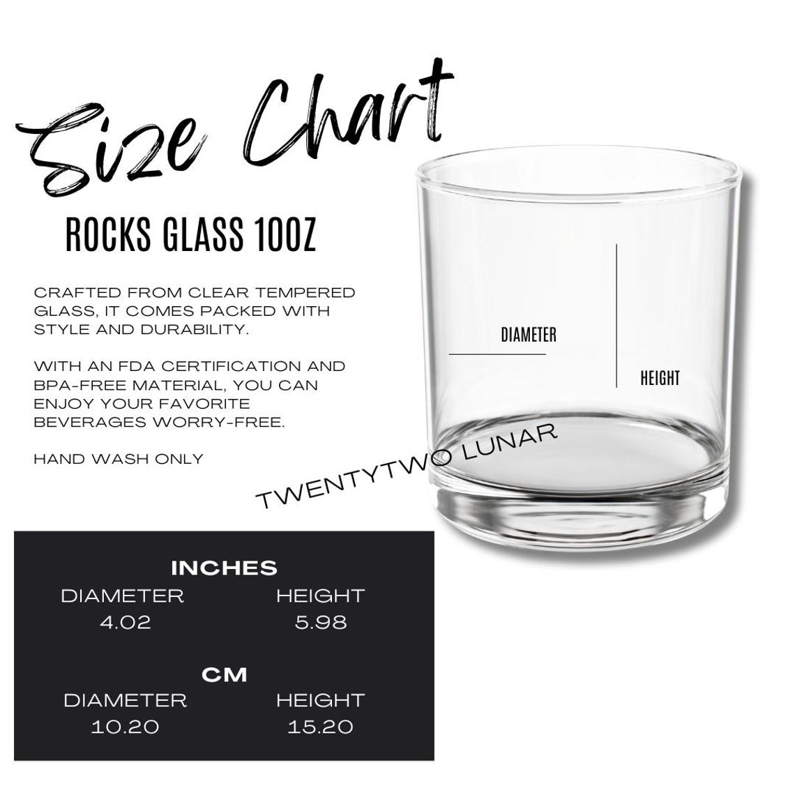5 X Rocks Glass 10oz Size Chart Mockup Chill Product Details Mockup ...