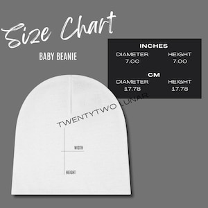 5 X Baby Beanie AOP Size Chart Hat Mockup Product Details Mockup ...