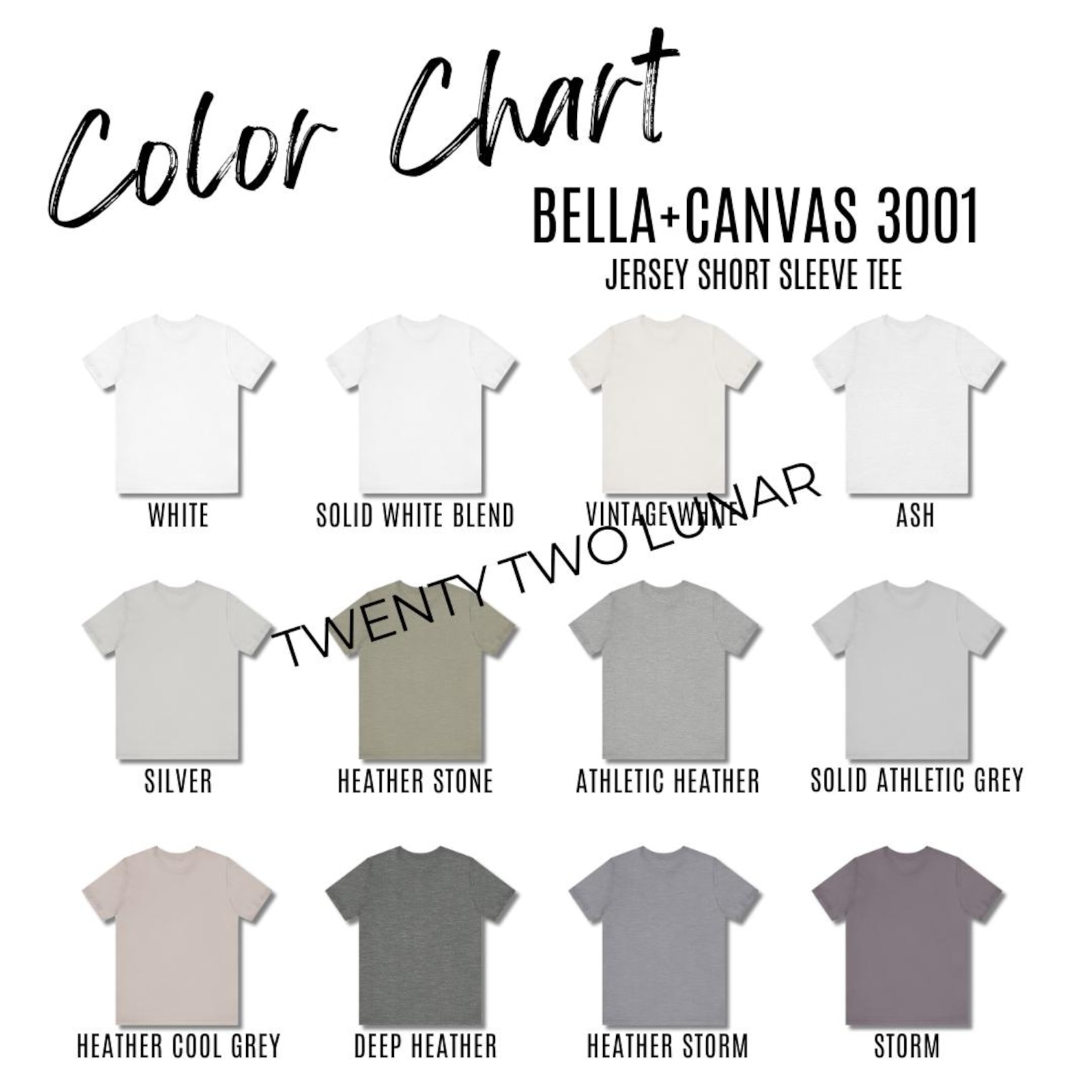 Bella Canvas 3001 Color Chart Canva Template T-shirt Bella and Canvas ...