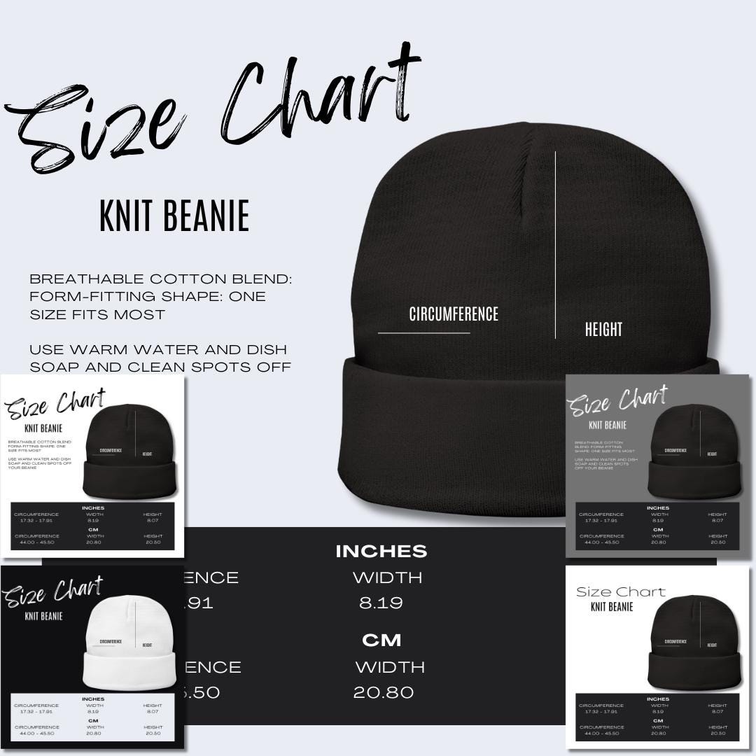 5 X Knit Beanie (embroidery) Size Chart OTTO Cap 82-480 Beanie Mockup ...