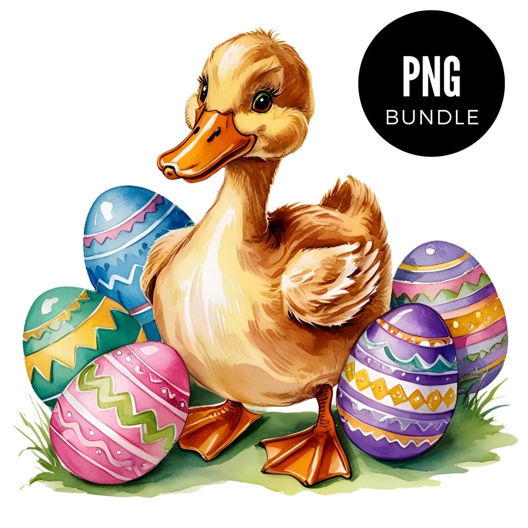 3 X Watercolor Easter Duck PNG Bundle Clipart Quirky Animal Digital ...