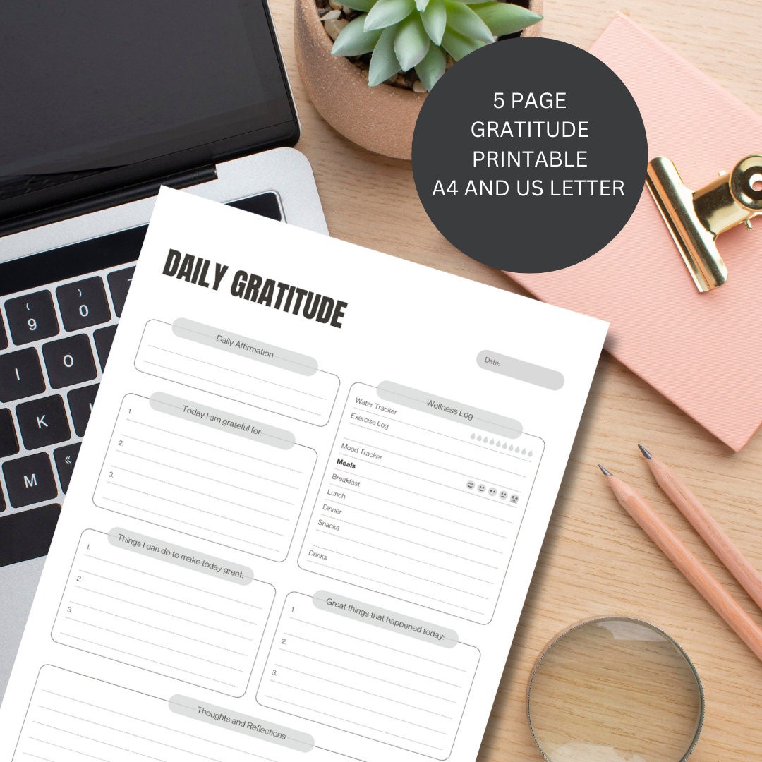 Daily Gratitude Printable Instant Download, Minimalist Daily Schedule ...