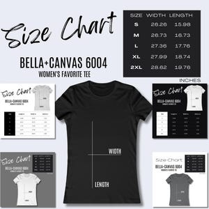 5 X Bella Canvas 6004 Size Chart 6004 Sizing Guide T-shirt Measurements ...