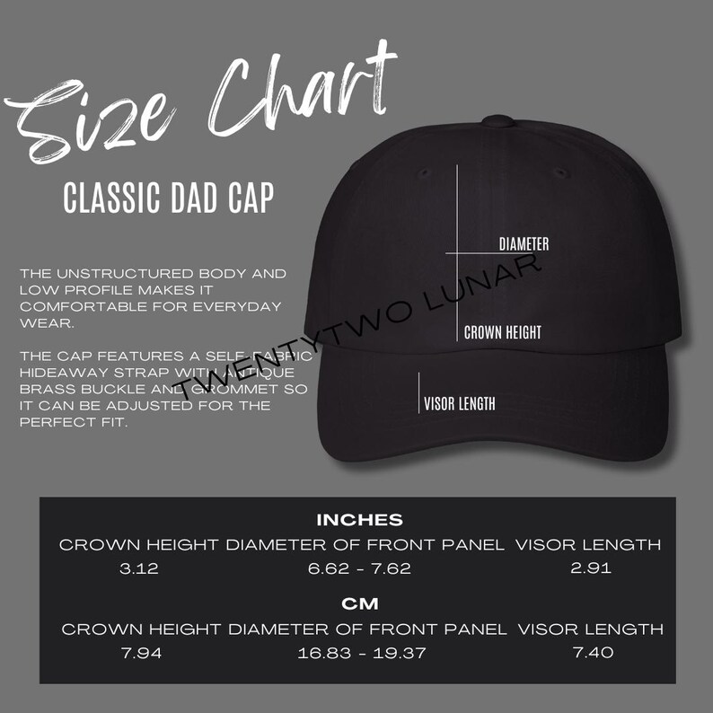 5 X Classic Dad Cap Size Chart Hat Mockup Product Details Mockup ...