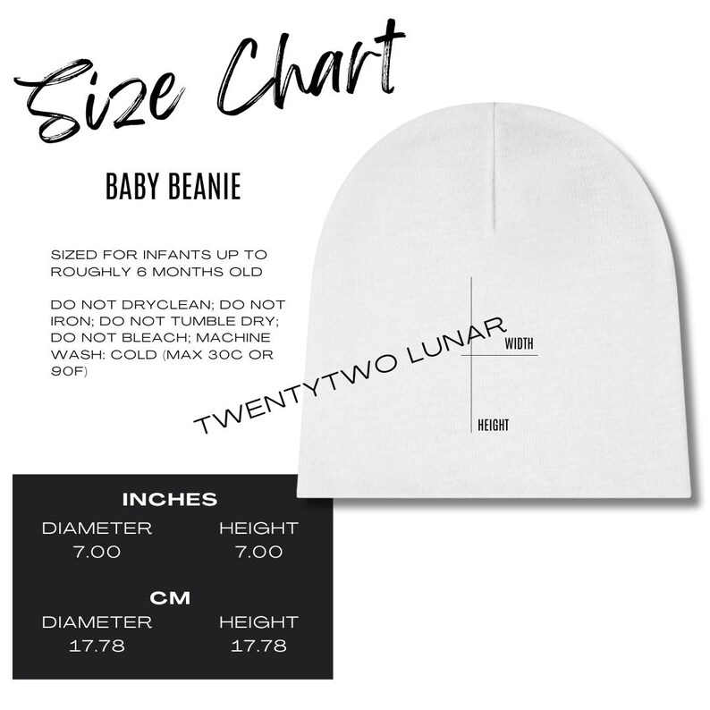 5 X Baby Beanie AOP Size Chart Hat Mockup Product Details Mockup ...