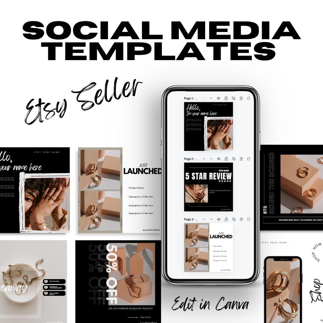 20 Social Media Templates Canva Etsy Seller Instagram Templates Small ...