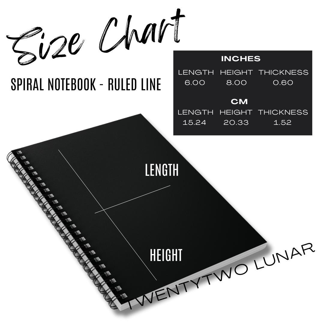 5 X Spiral Notebook Size Chart Size Chart Template SPOKE Custom ...