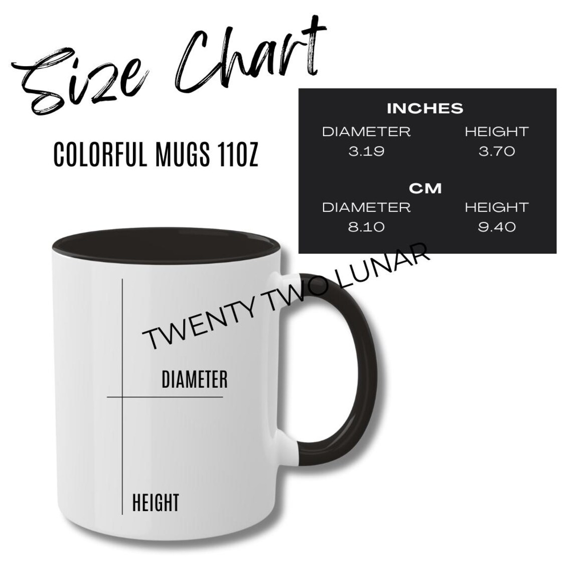 Colorful Mugs 11oz Color Chart Canva Template ORCA Coatings Mockups ...