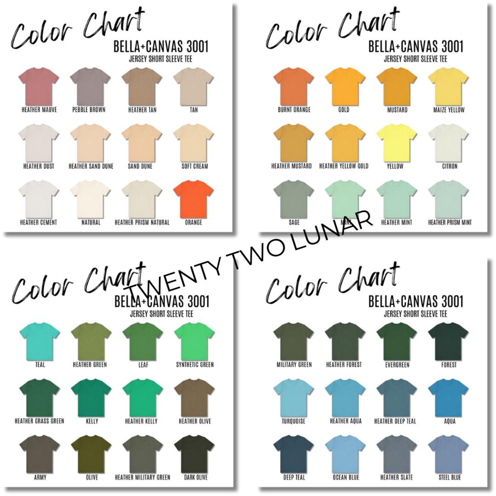 Bella Canvas 3001 Color Chart Canva Template T-shirt Bella and Canvas ...