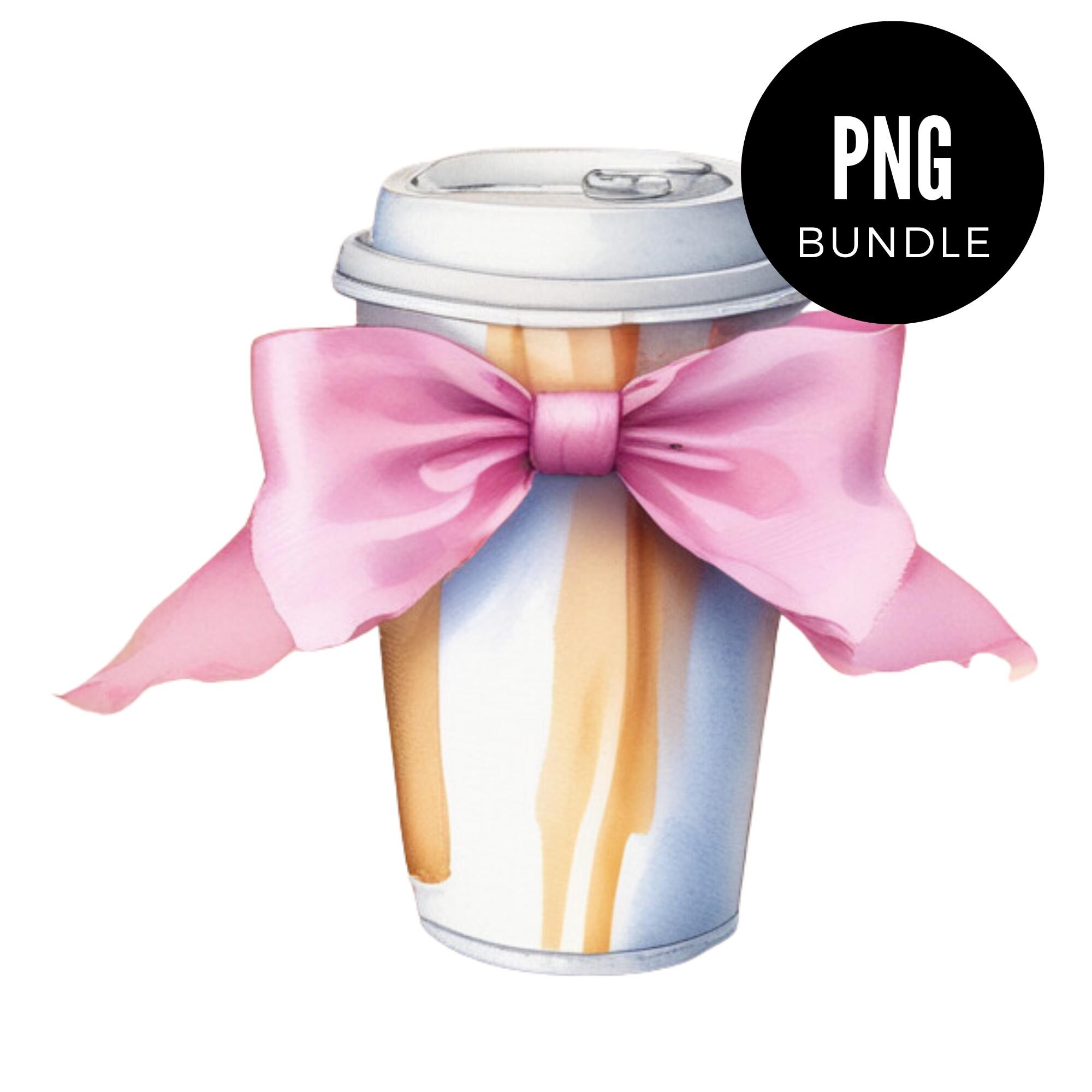3 X Coffee Pink Coquette Bow PNG Bundle Watercolor Clipart Digital ...