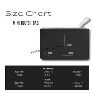 5 X Mini Clutch Bag Size Chart WOYC Size Chart Printify Bag Mockup Size ...