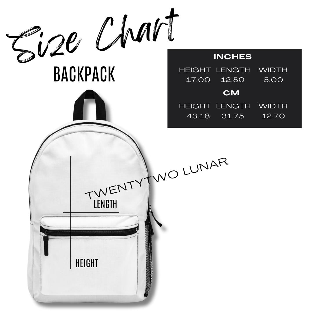 Backpack Size Chart MWW on Demand Size Chart Printify Backpack Mockup ...