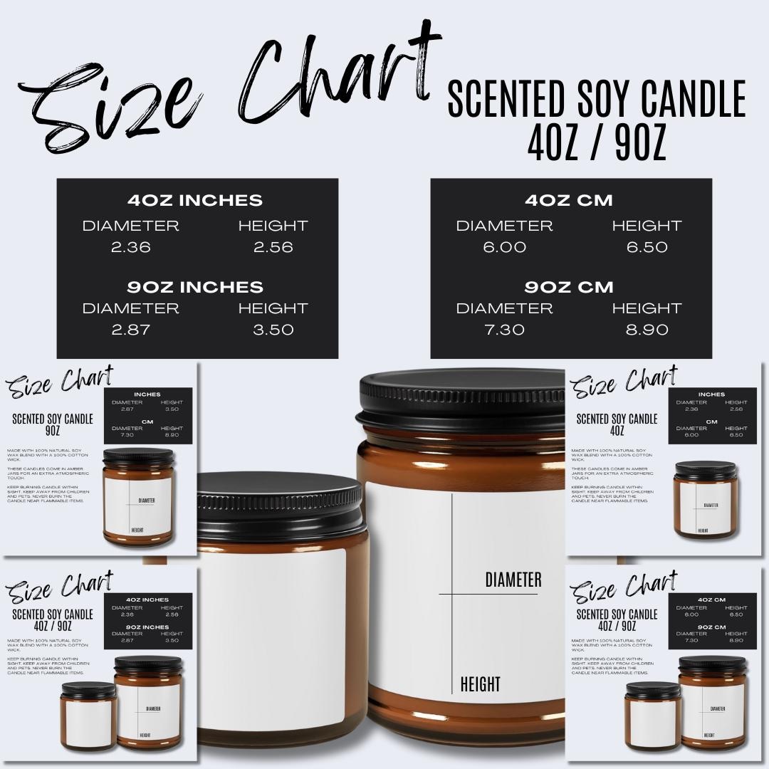 5 X Scented Candle Size Guide Mockup 9oz 4oz Printify Scented Candle ...