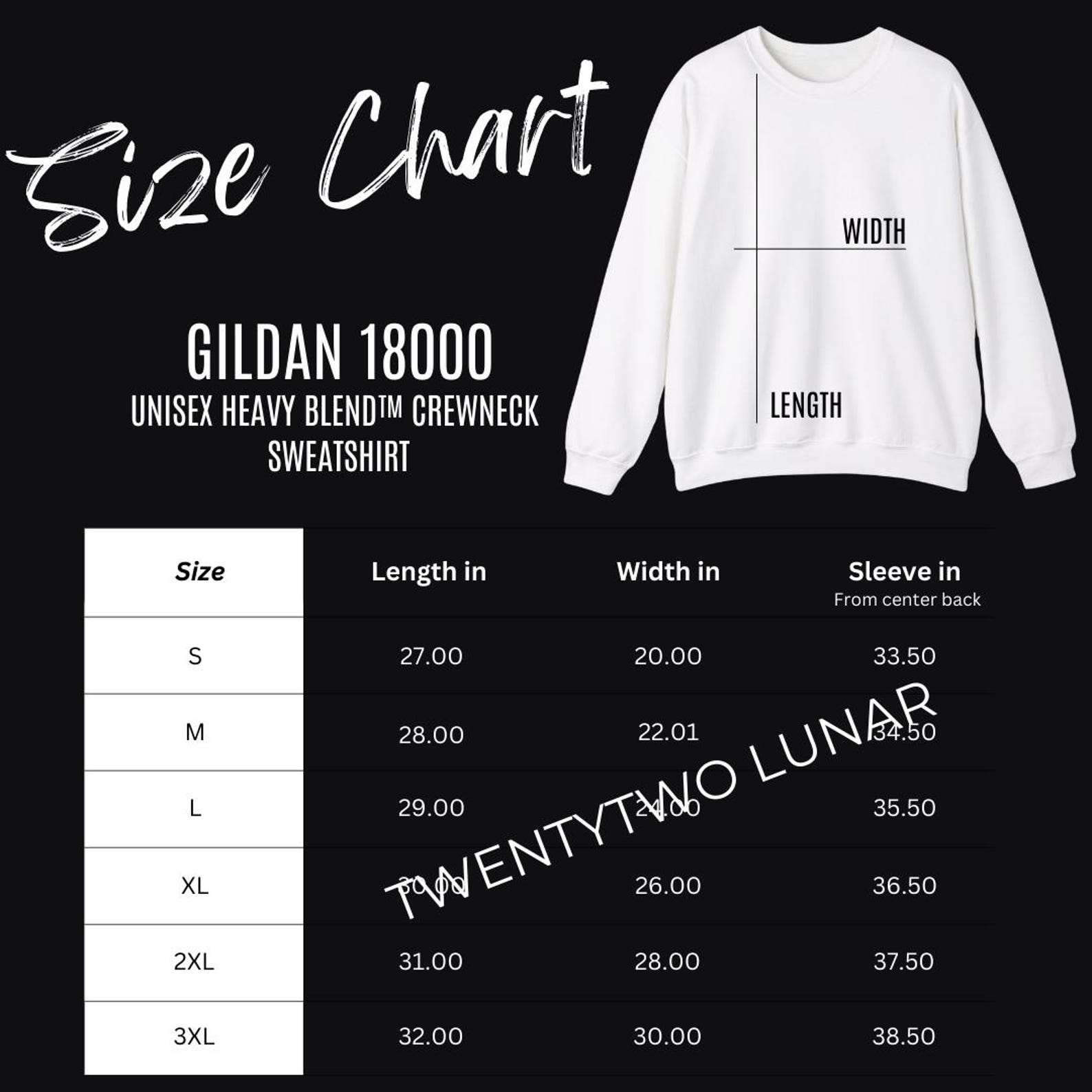 5 X Gildan 18000 Size Guide Printify Gildan 18000 Size Chart, POD ...