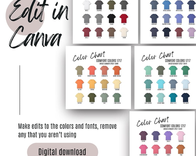 Comfort Colors 1717 Colour Chart Canva Template Tshirt Comfort Colors ...
