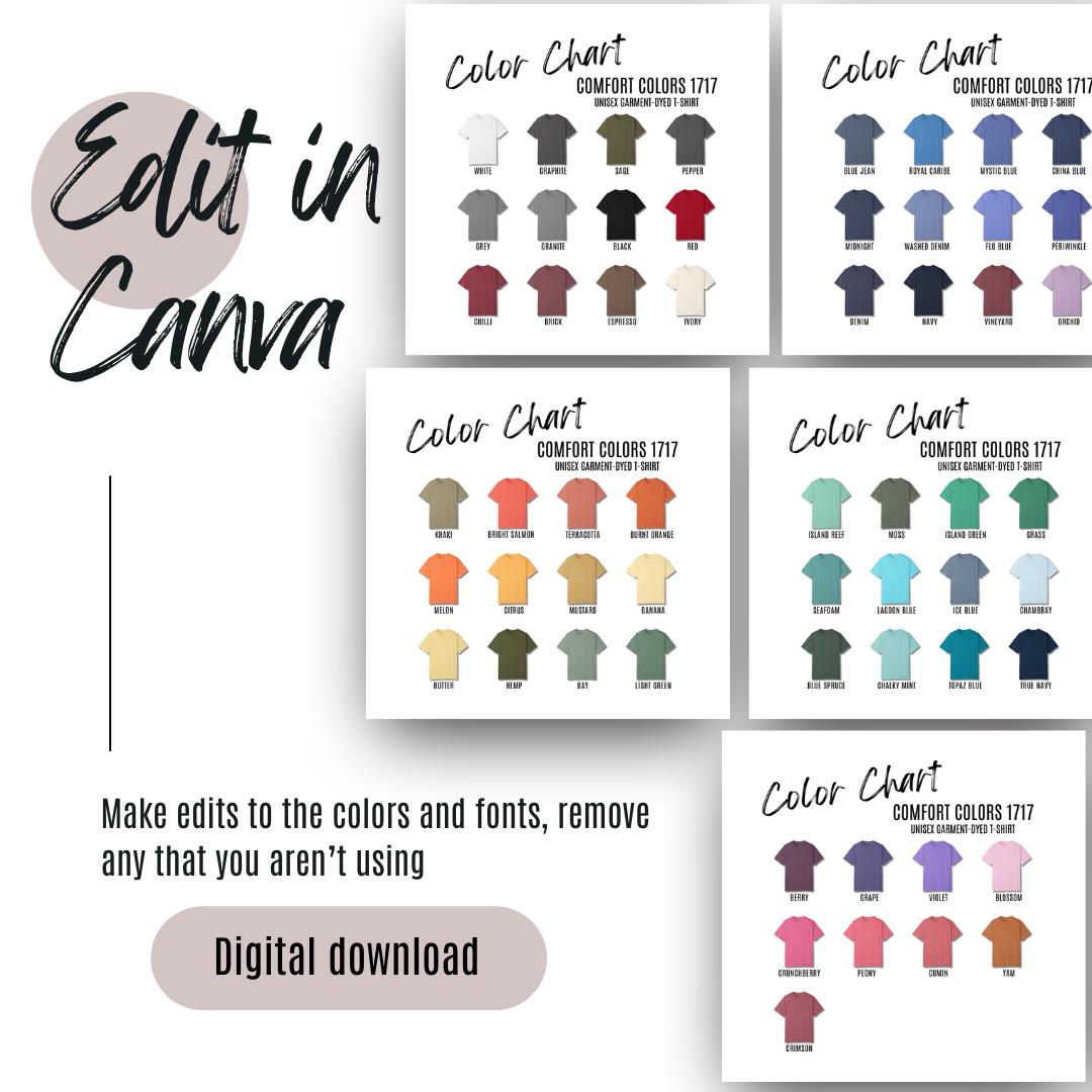 Comfort Colors 1717 Colour Chart Canva Template Tshirt Comfort Colors ...