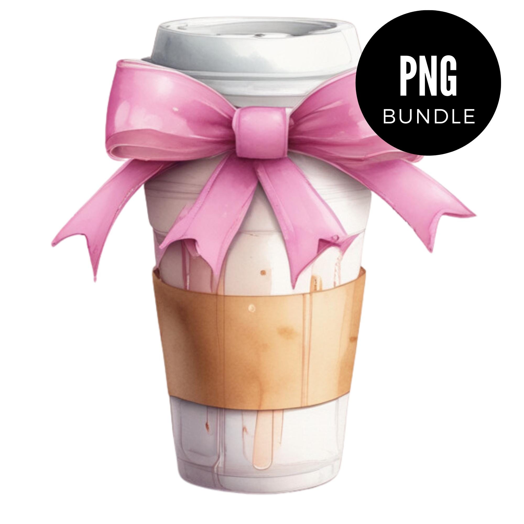 3 X Coffee Pink Coquette Bow PNG Bundle Watercolor Clipart Digital ...