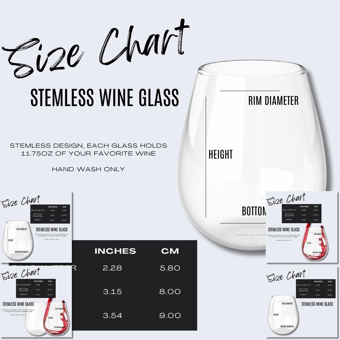 5 Stemless Wine Glass Size Chart Printify Wine Glass 11.75oz Size Guide Glass Cup Mockup ...