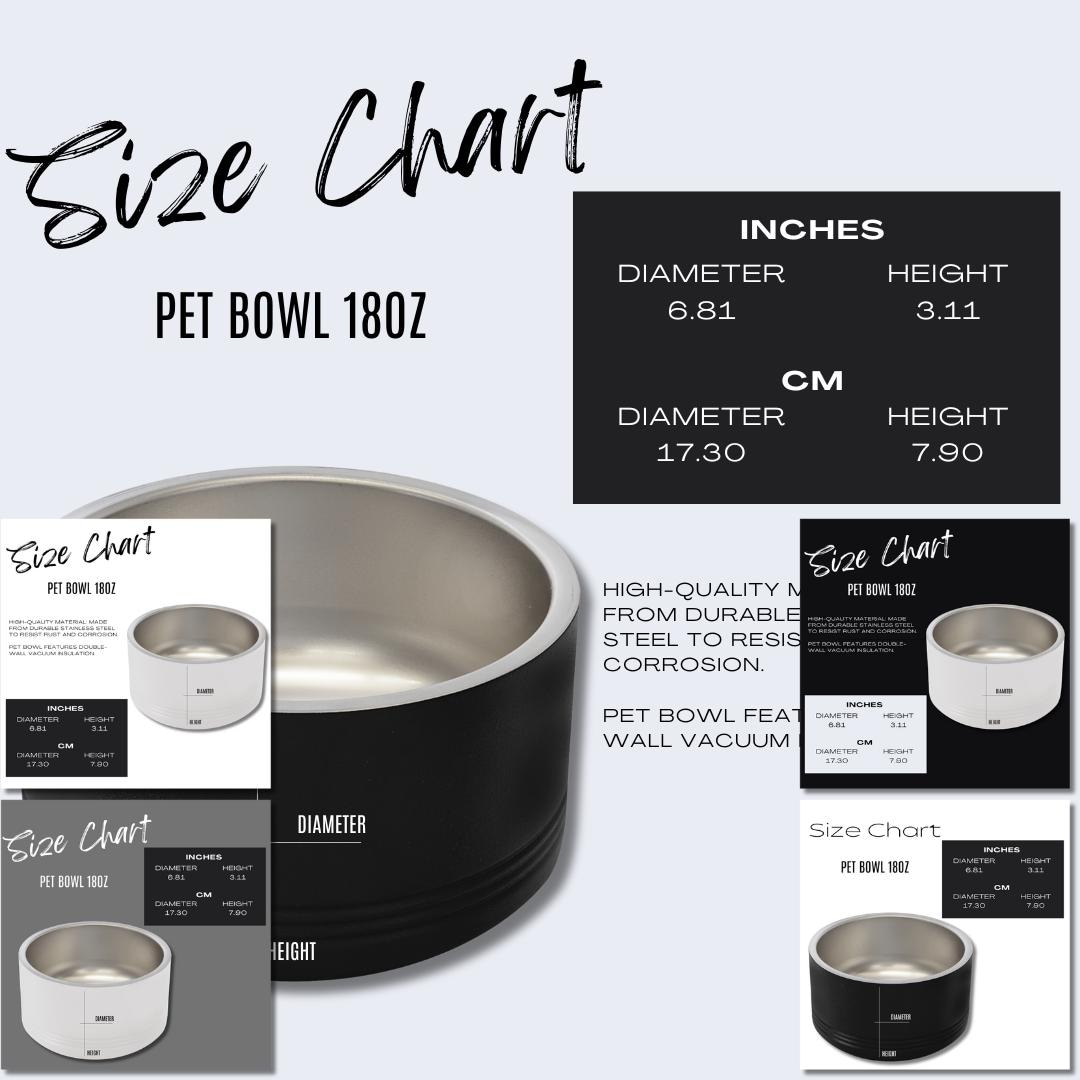 5 X Pet Bowl 18oz Size Guide Dog Bowl Size Chart Cat Bowl Mock-up ...