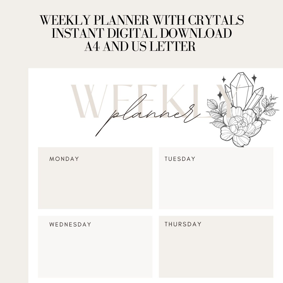 Weekly Planner Printable Instant Download Minimalist Weekly - Etsy