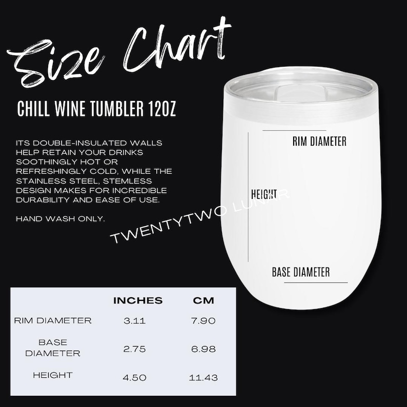 5 X Chill Wine Tumbler 12oz Size Chart Mockup Product Details Tumbler Mockup Wine Tumbler ...