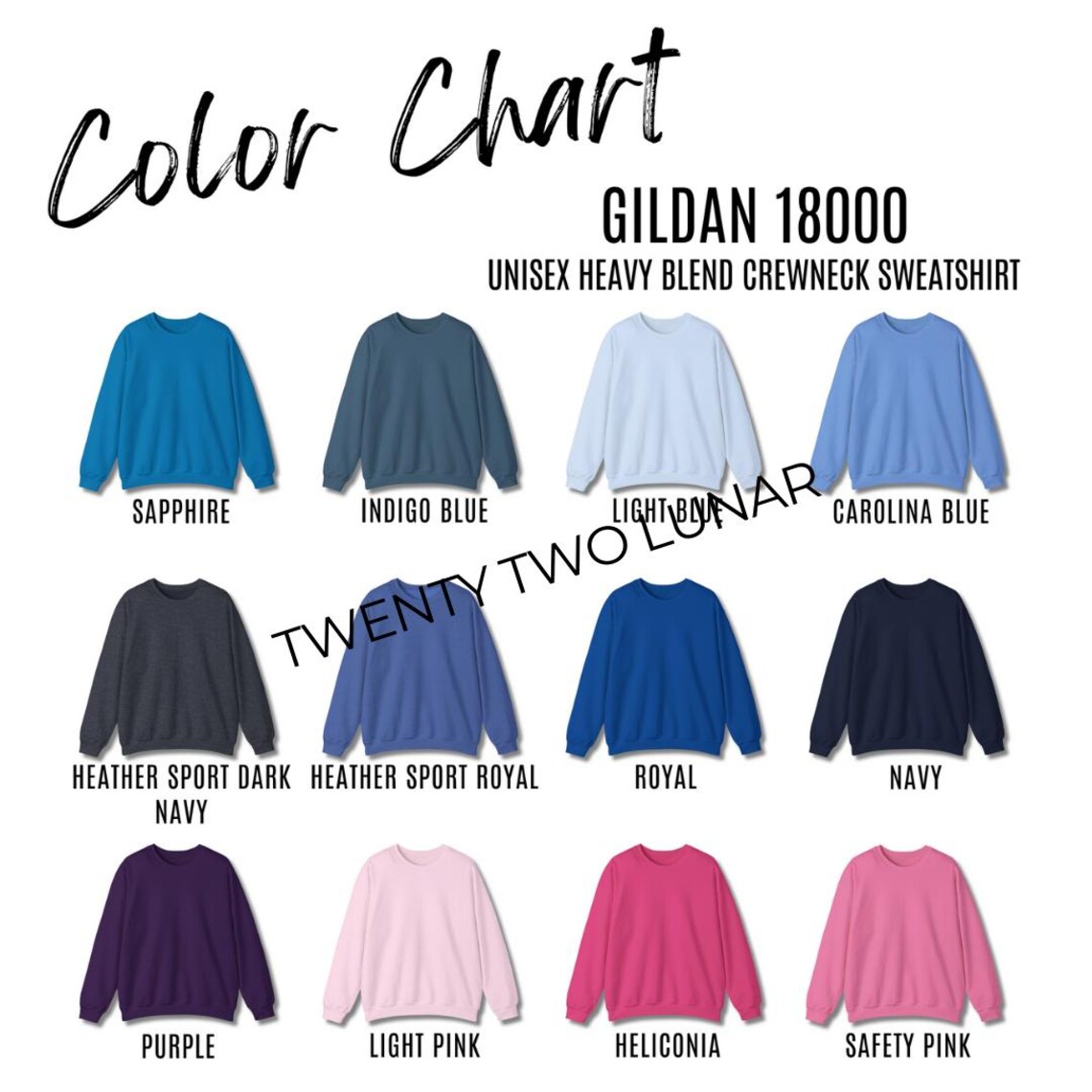 Gildan 18000 Color Chart Canva Template Crewneck Sweatshirt Gildan ...