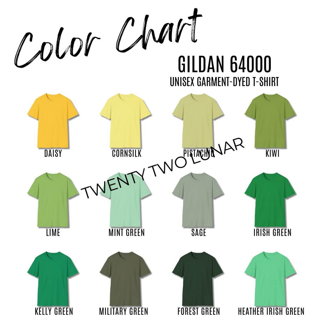 Gildan 64000 Color Chart Canva Template T-shirt Gildan Mockups Printify ...