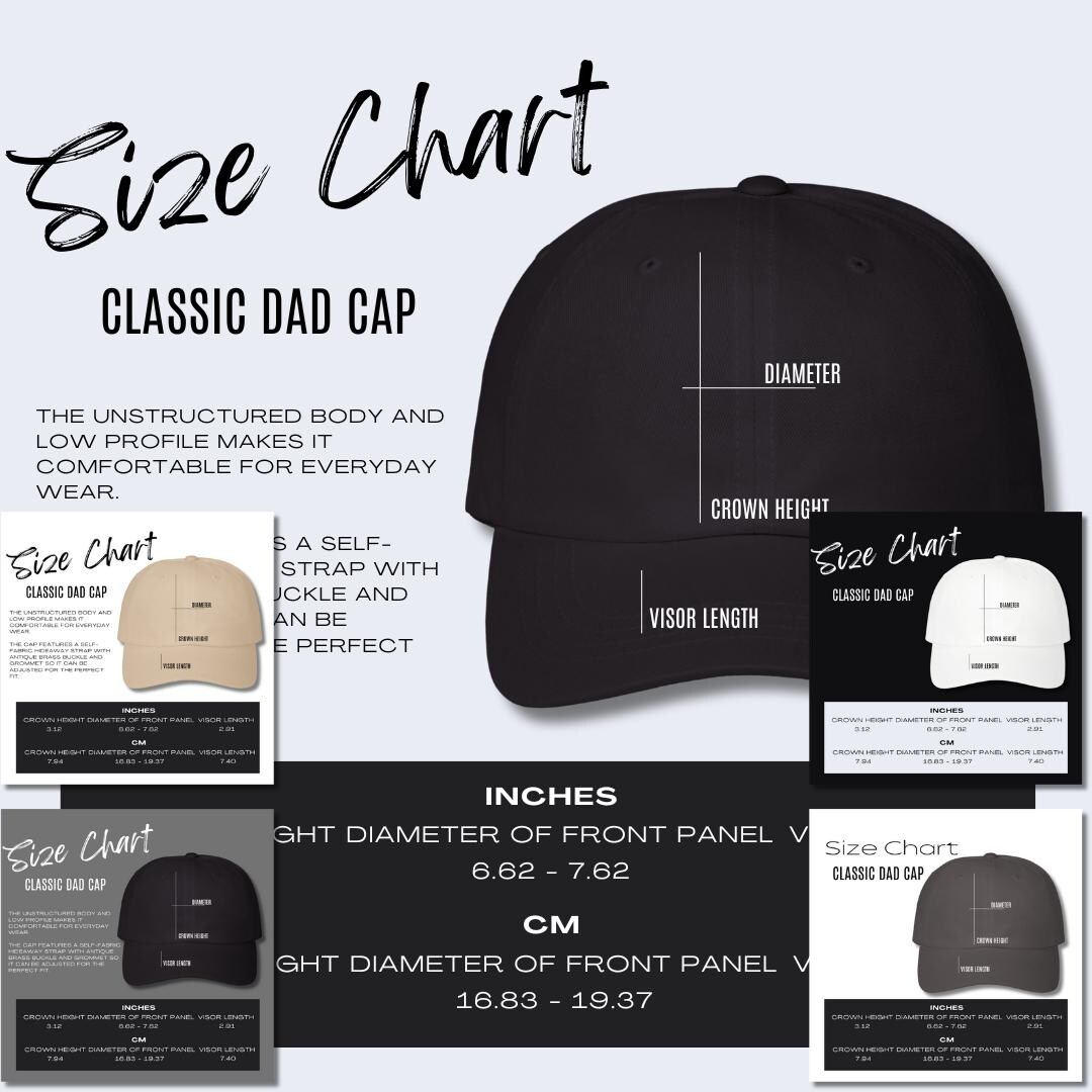5 X Classic Dad Cap Size Chart Hat Mockup Product Details Mockup ...