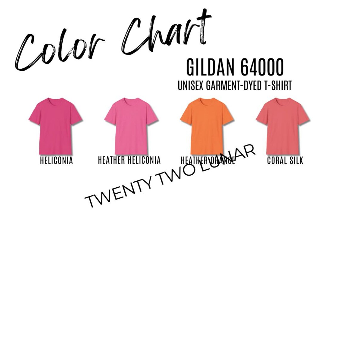 Gildan 64000 Color Chart Canva Template T-shirt Gildan Mockups Printify ...