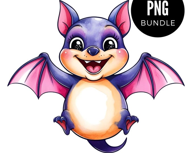 Cute Bat Clipart | 300dpi High Resolution | PNG Graphics | Instant ...