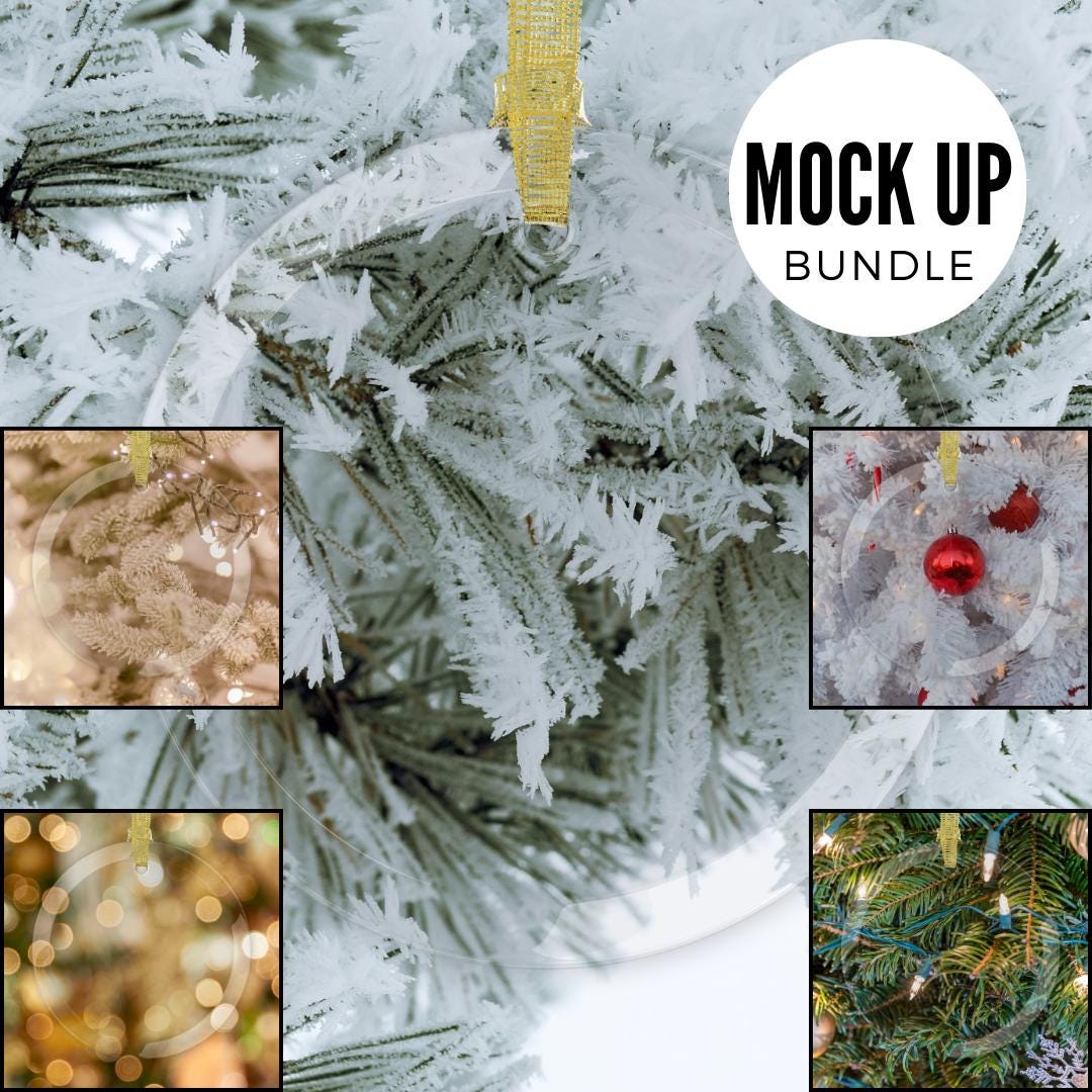 5 Christmas Glass Ornament Mockup Bundle PNG, Festive Holiday Ornament ...