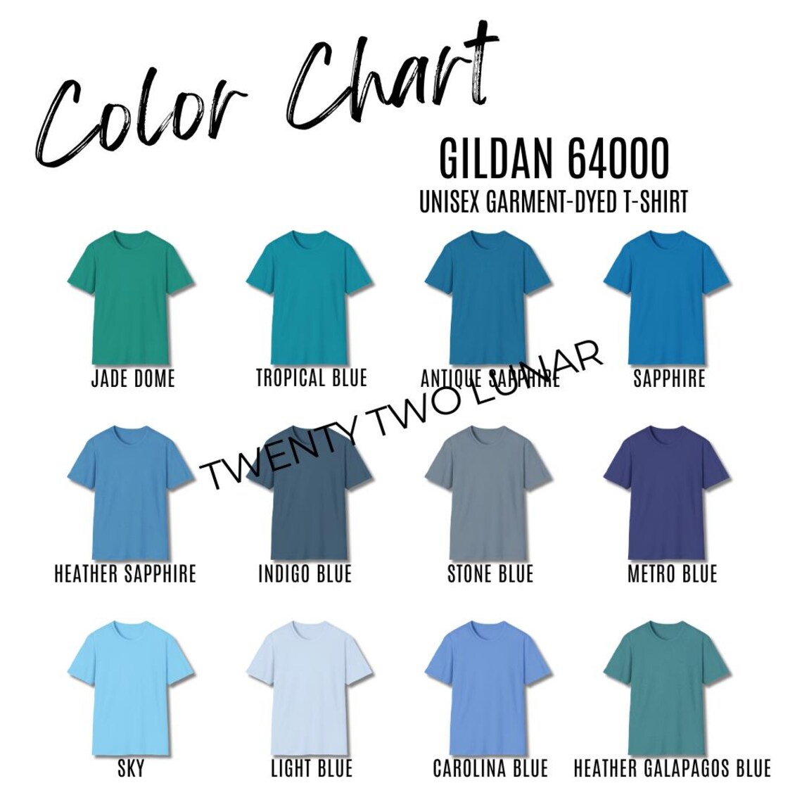 Gildan 64000 Color Chart Canva Template T-shirt Gildan Mockups Printify ...