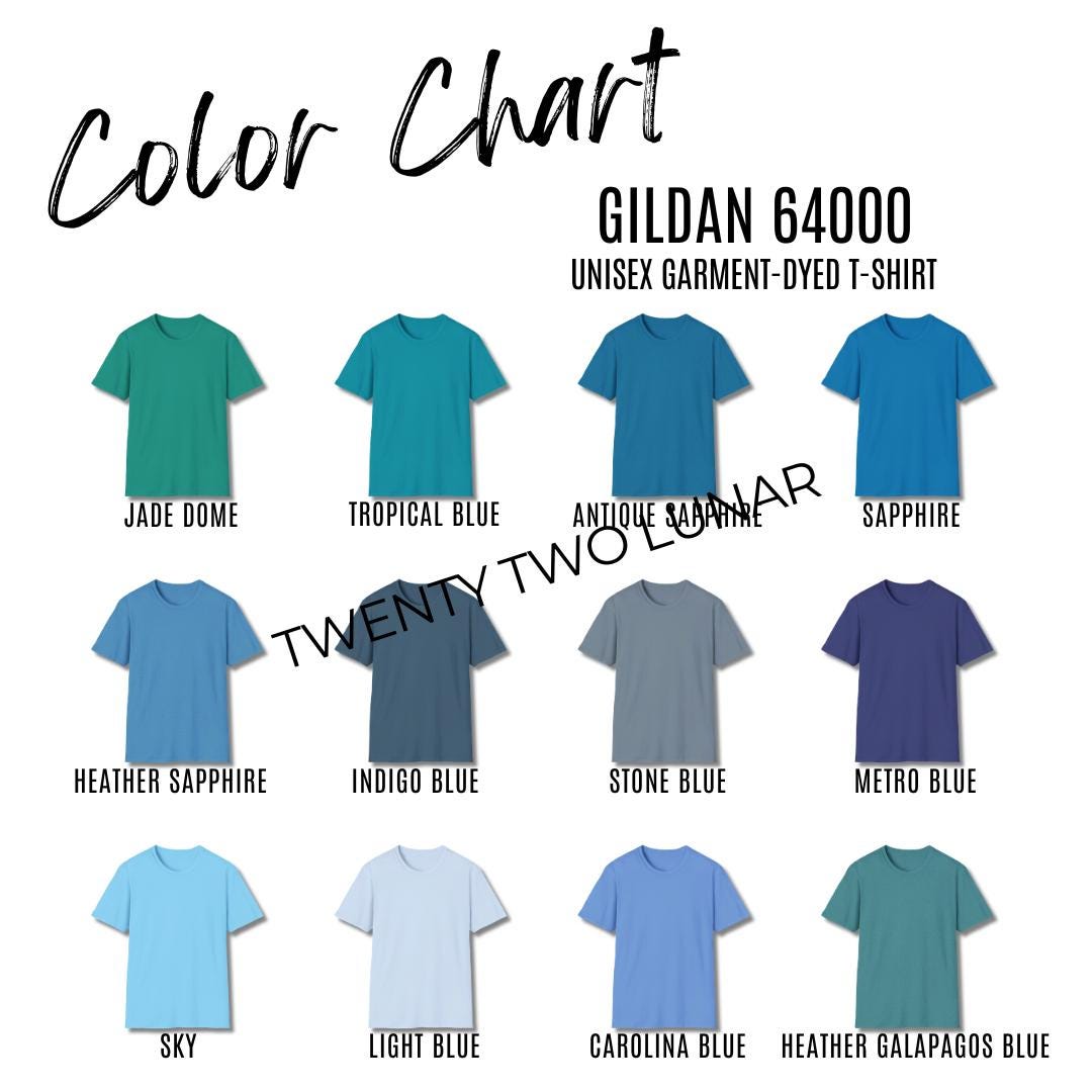 Gildan 64000 Color Chart Canva Template T-shirt Gildan Mockups Printify ...
