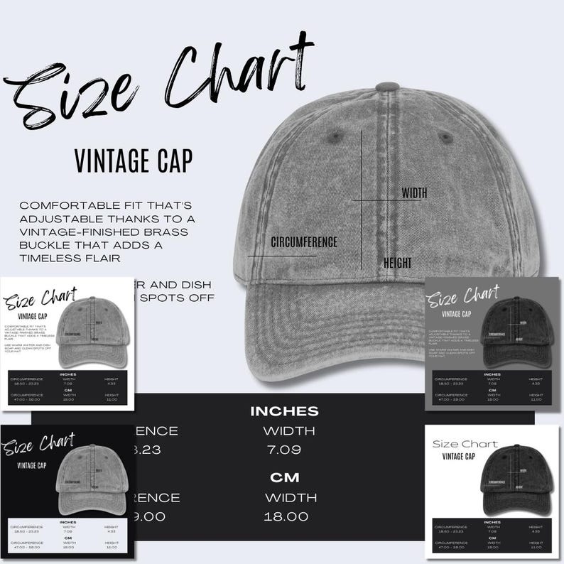 5 X Cap Embroidery OTTO Cap 18-1248 Size Chart Hat Mockup Product ...