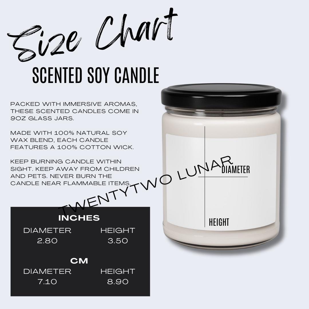 5 X Scented Candle Size Guide Mockup 9oz Printify Scented Candle Size ...