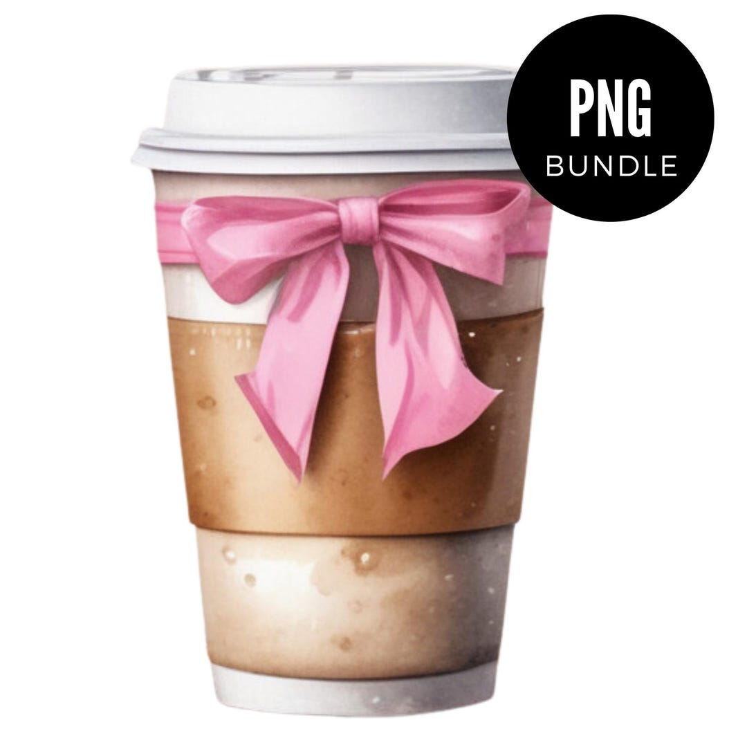3 X Coffee Pink Coquette Bow PNG Bundle Watercolor Clipart Digital ...